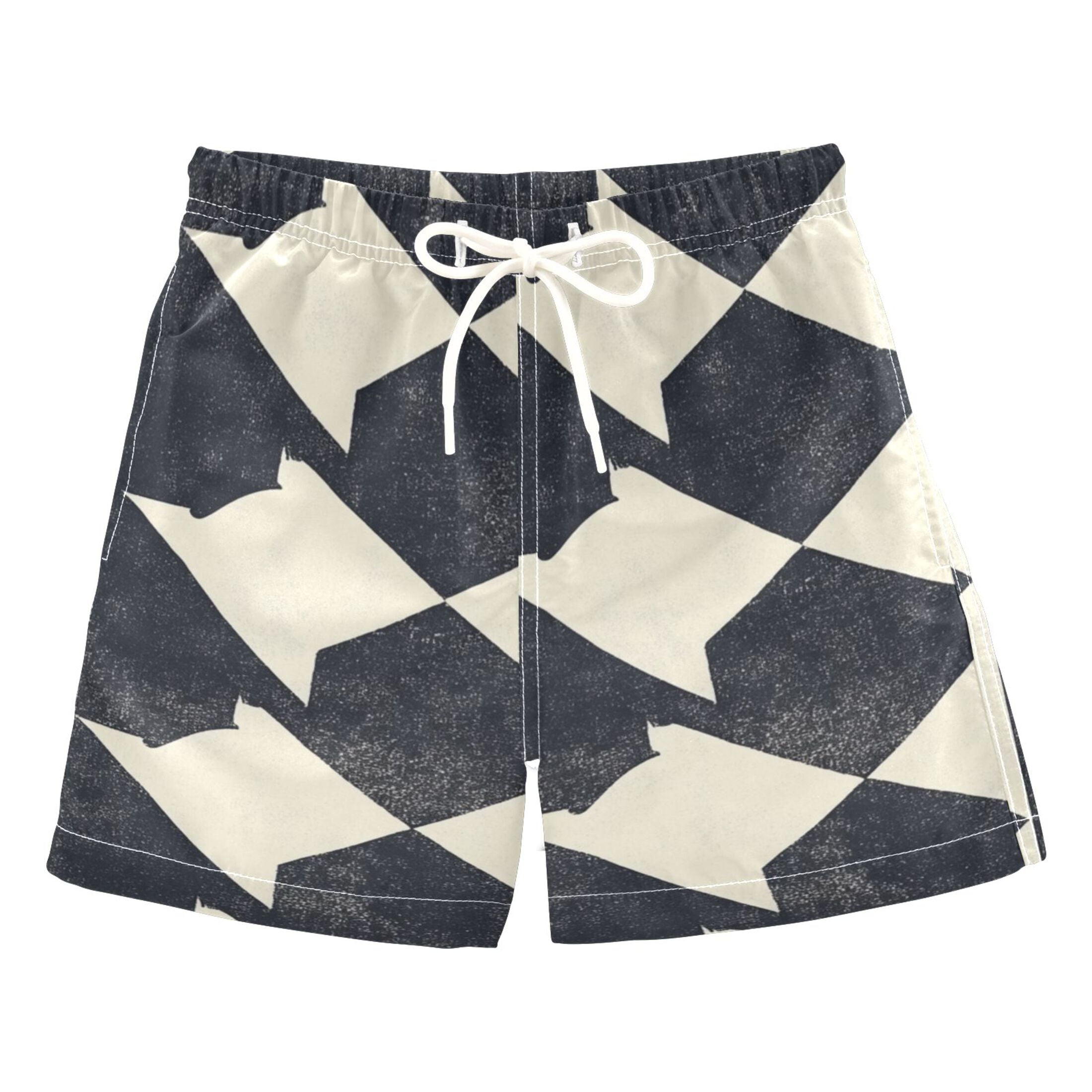 Houndtooths Classic Tile Pattern Boys' Swim Trunks Board Shorts Beach ...