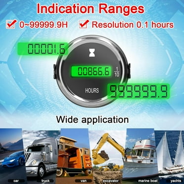 Sinyiin Tractor-Diesel Engine LCD-Digital Hour Meter Rectangular Hourmeter Timer Counter ...