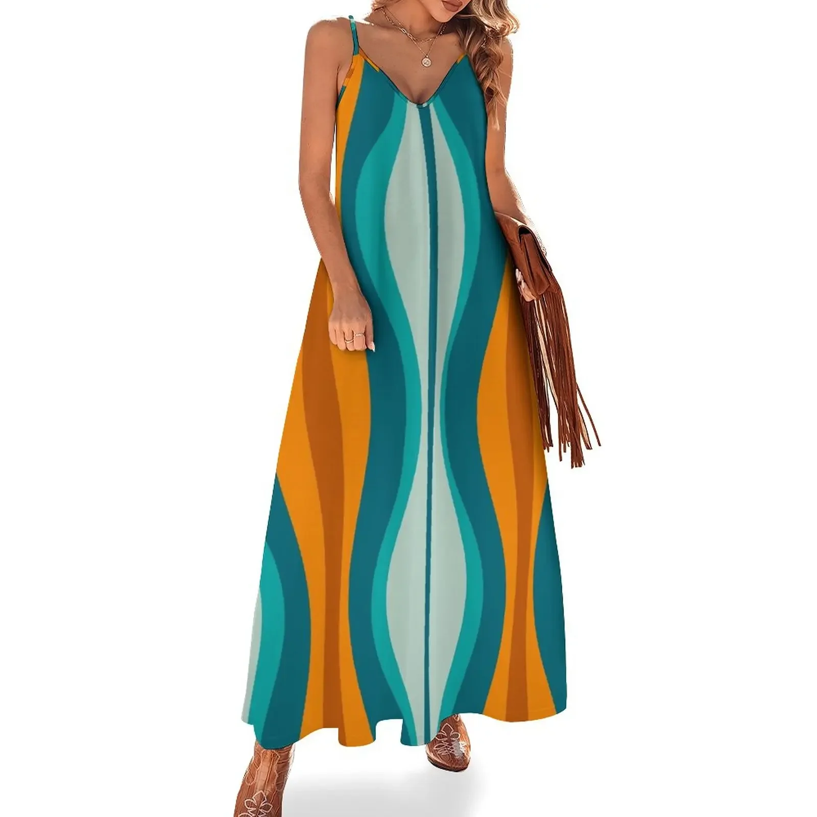 Hourglass Abstract Midcentury Modern Pattern in Orange Rust Aqua ...