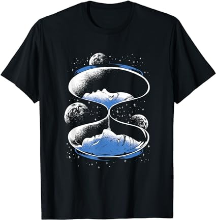 Hourglass Face Space Universe Time Travel Traveller Gift T-Shirt ...