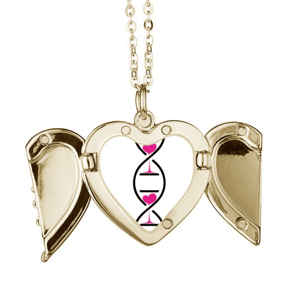 Hourglass Love Double Helix Gene Folded Wings Peach Heart Pendant ...