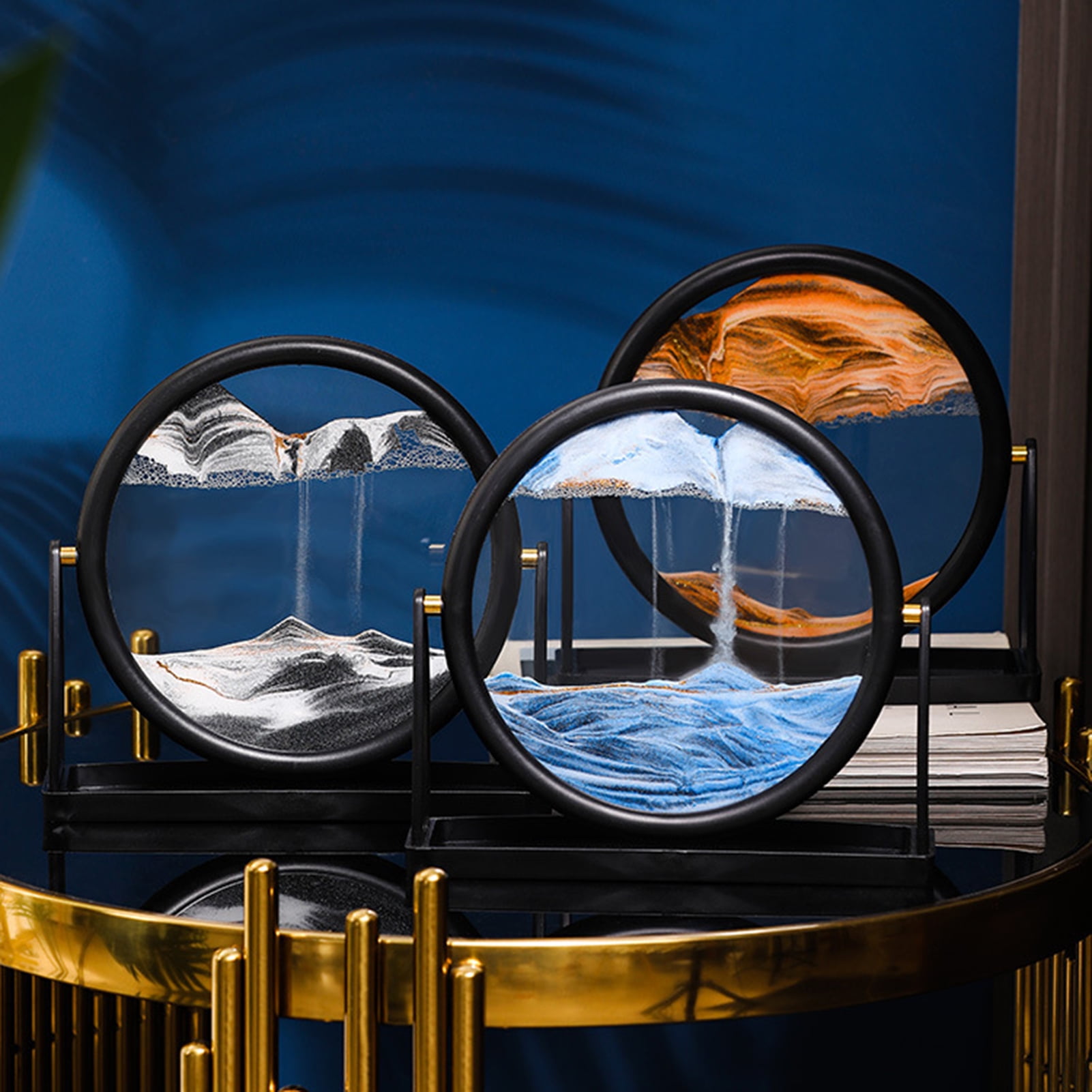 Hourglass Picture - Glass Decorative 3D Moving Sand Craft with Stable ...