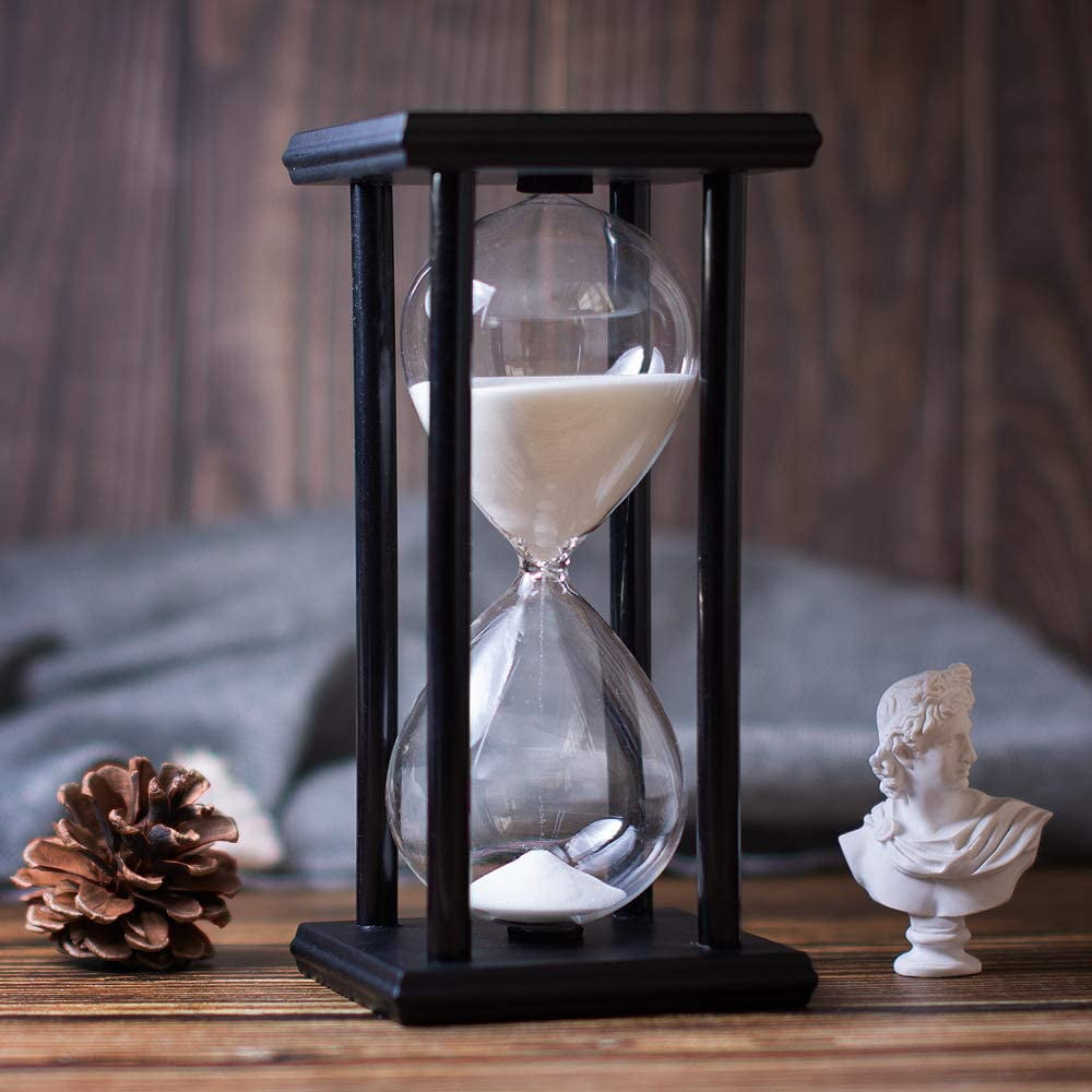 Hourglass Timer with White Sand, 30 Minute Wooden Frame Sand Timer ...