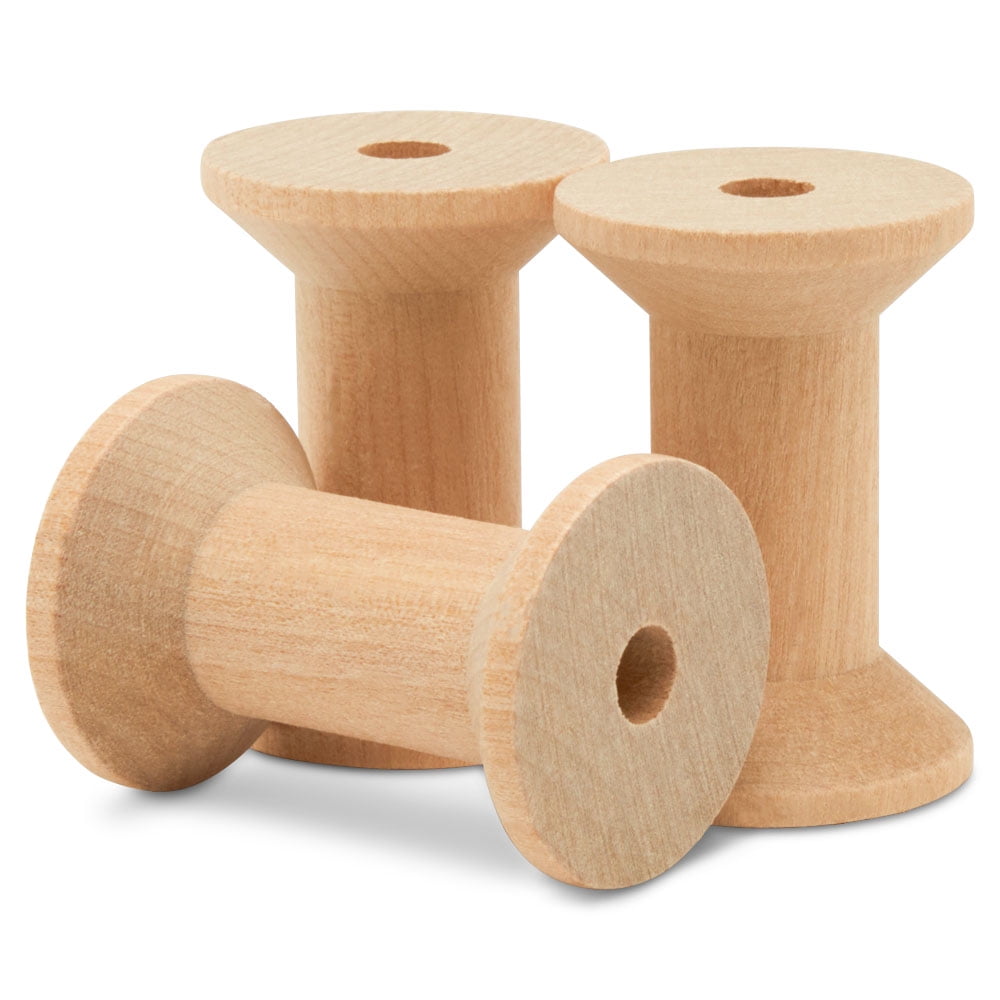 Hourglass Wooden Spools 2 x 1-3/8 Inch, Pack of 50 Large Wood Spools ...