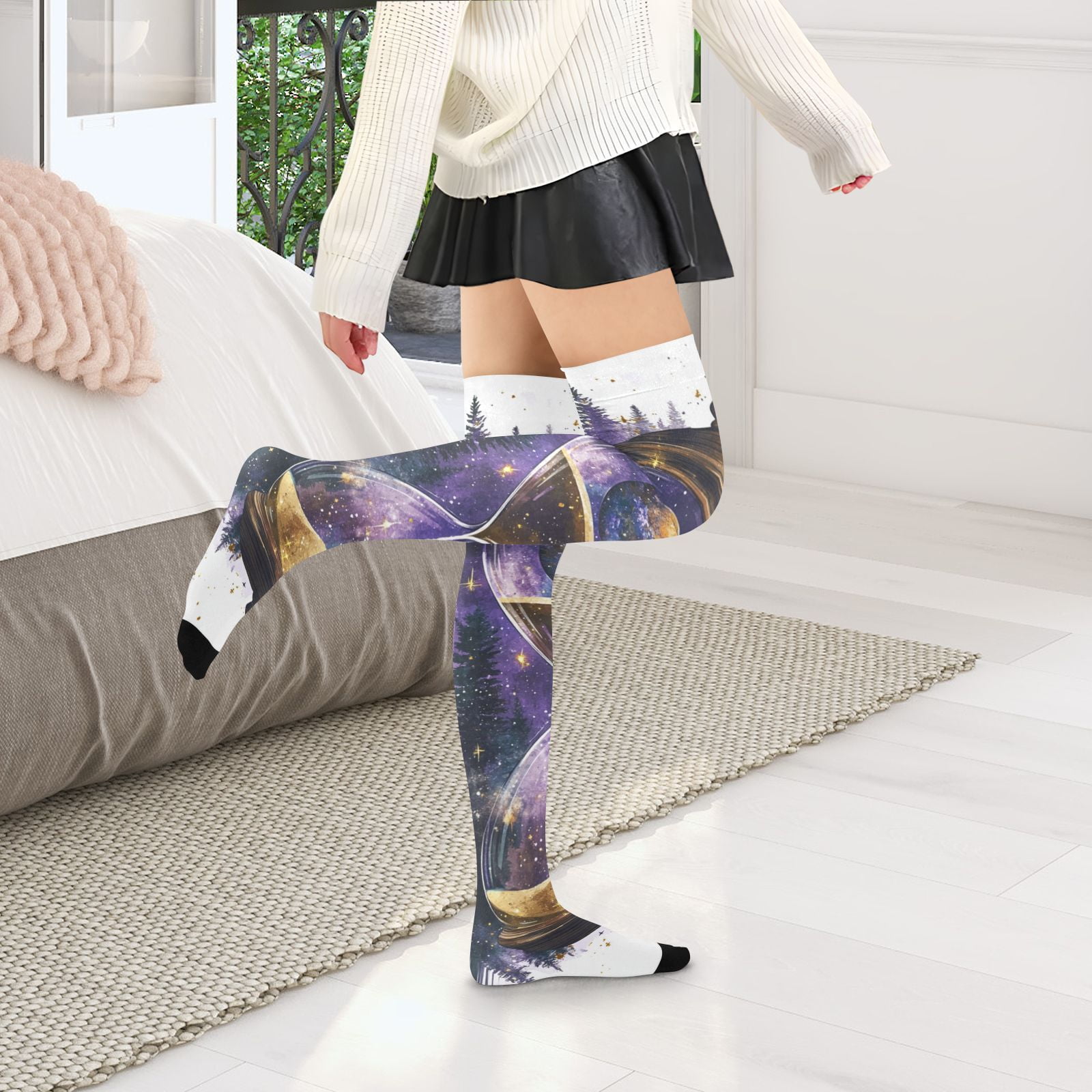 Hourglass and Forest Womens Thigh High Stocks Over Knee High Socks ...