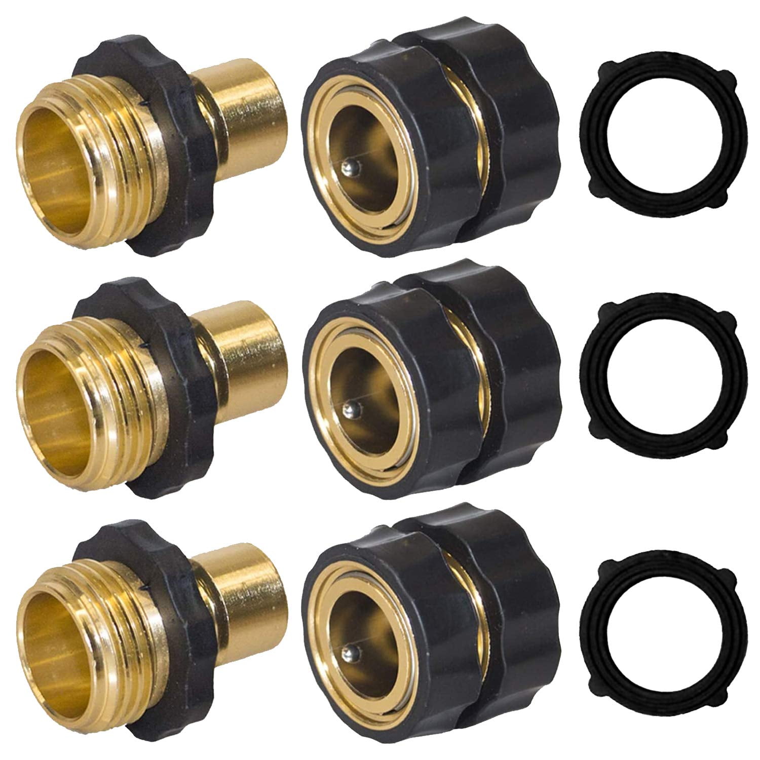 Hourleey Garden Hose Quick Connector, 3/4 Inch Male and Female Garden ...