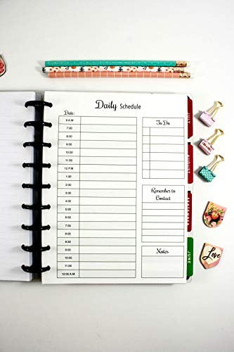 Hourly/Daily Planner Inserts for 9-Disc Classic Medium Size Planners ...