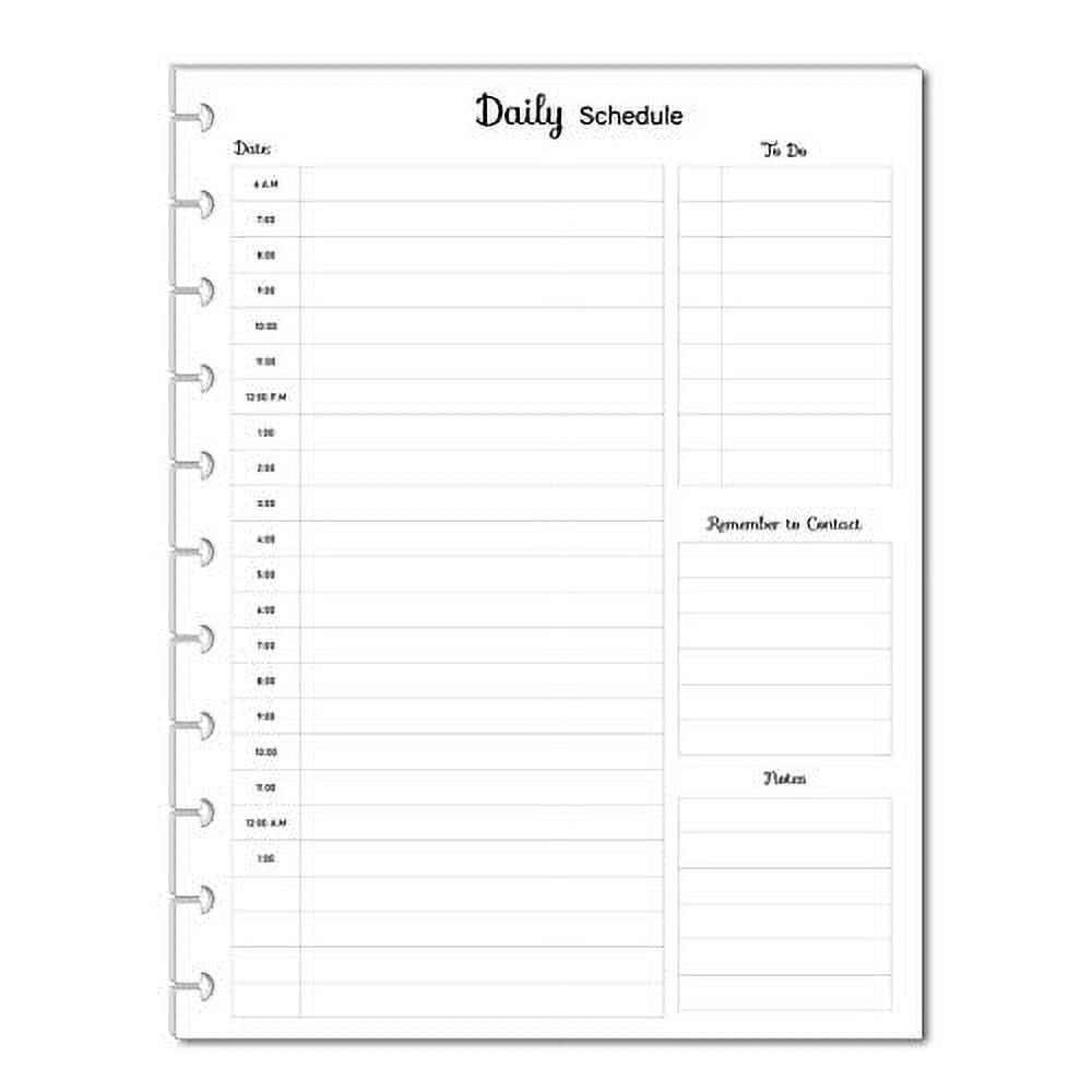 Hourly/Daily Planner Inserts for 11 Disc Planners - Walmart.com
