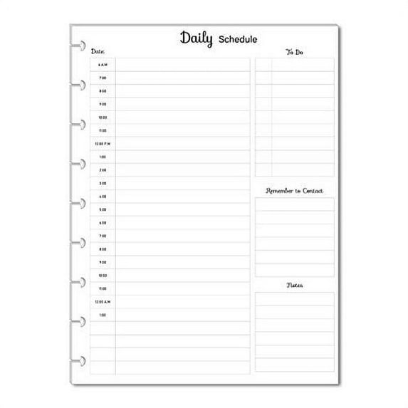 Hourly/Daily Planner Inserts for 9 Disc Happy Planners - Walmart.com