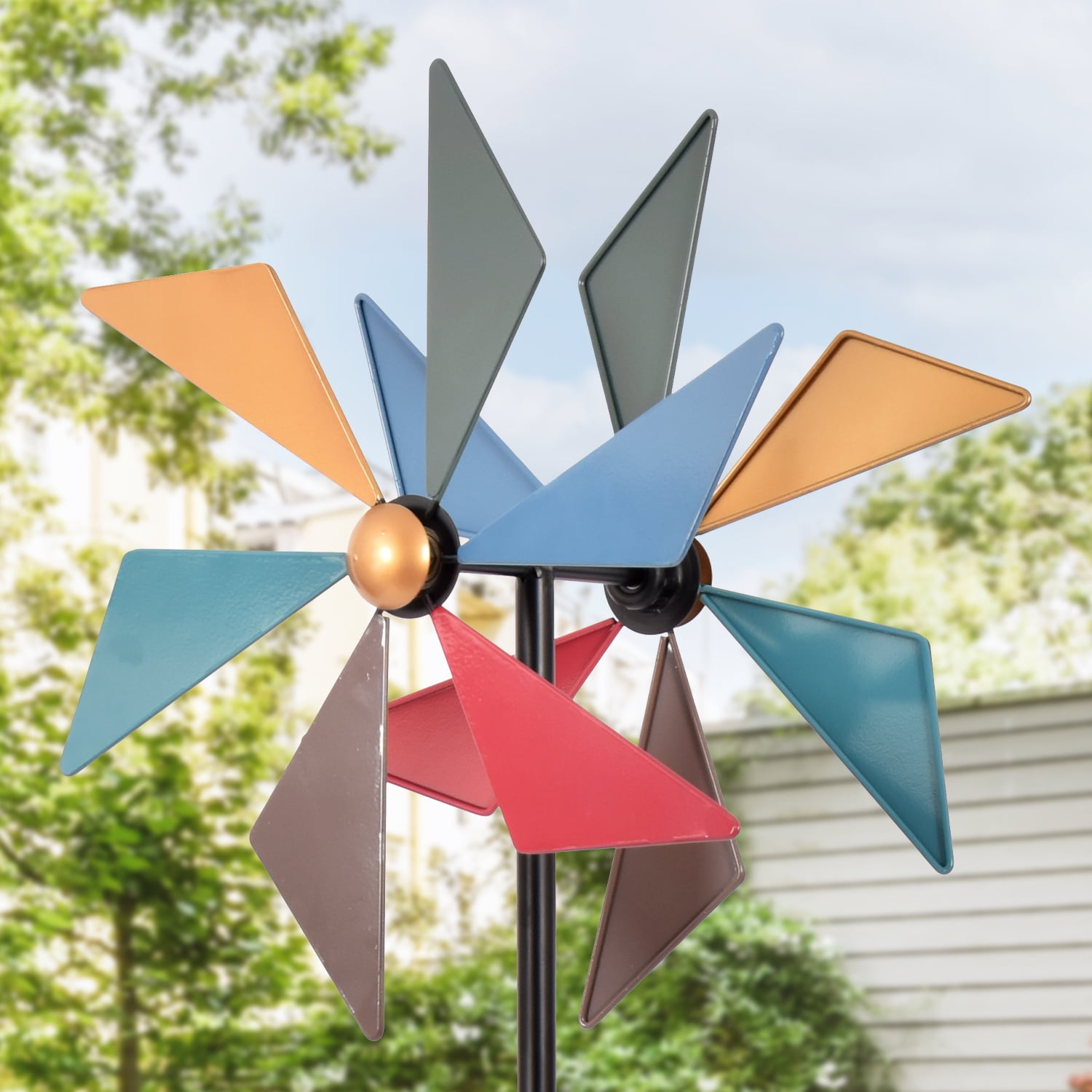 Hourpark Wind Spinner Outdoor Large, 68 Inch Blue Copper Metal Garden ...