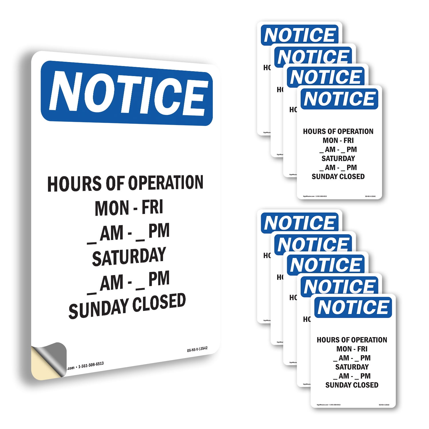 Hours Of Operation Mon OSHA Notice Vinyl Decal Label 10 Inch x 7 Inch ...
