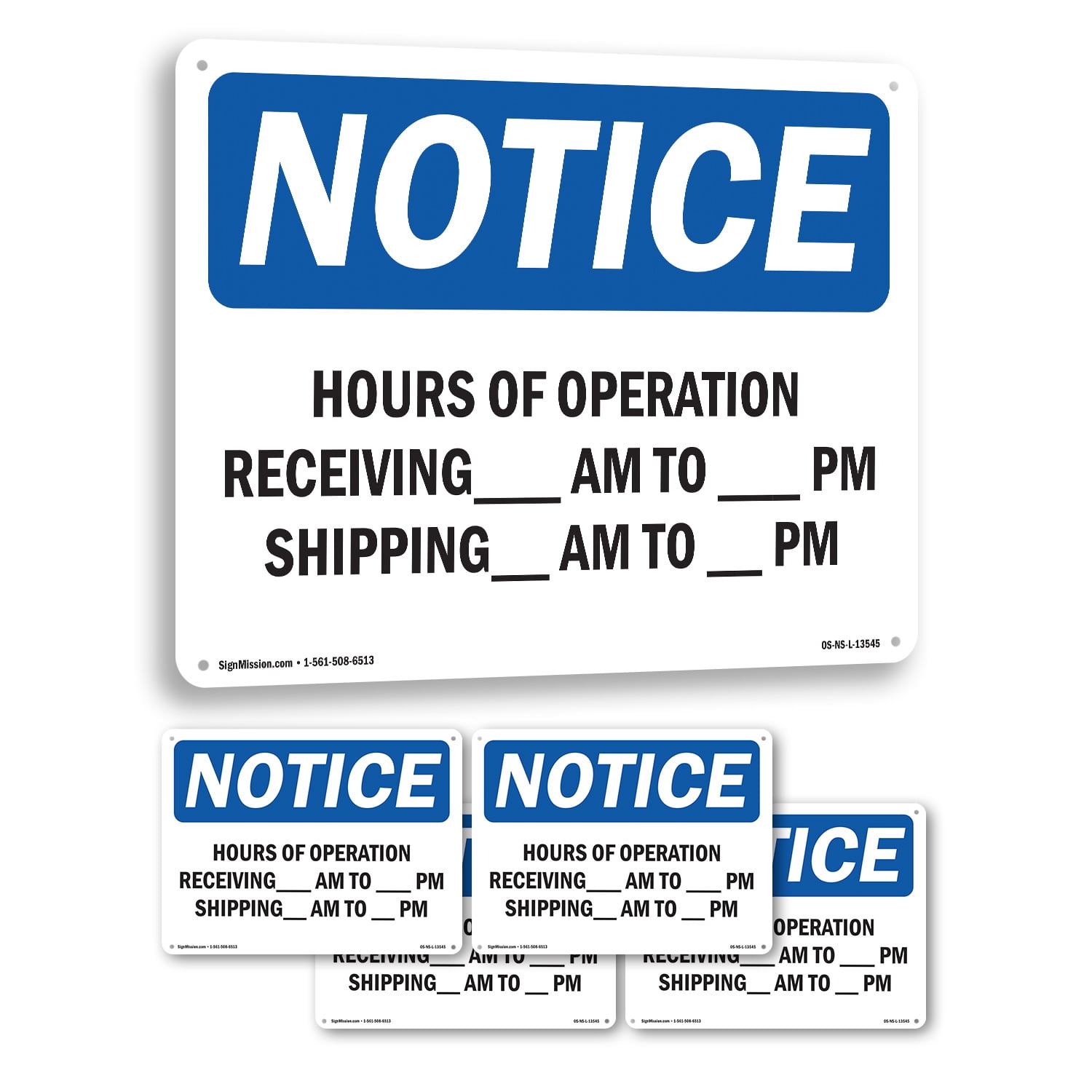 Hours Of Operation Receiving ____ Am OSHA Notice Aluminum Sign 10 Inch ...
