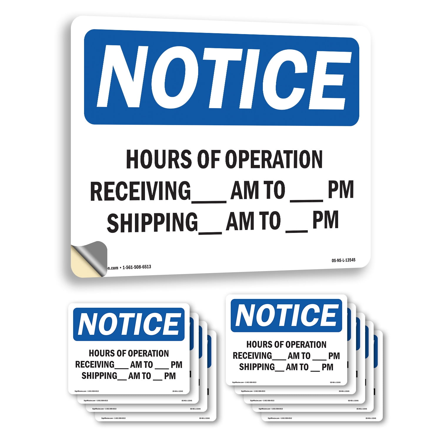 Hours Of Operation Receiving ____ Am OSHA Notice Vinyl Decal Label 24 ...