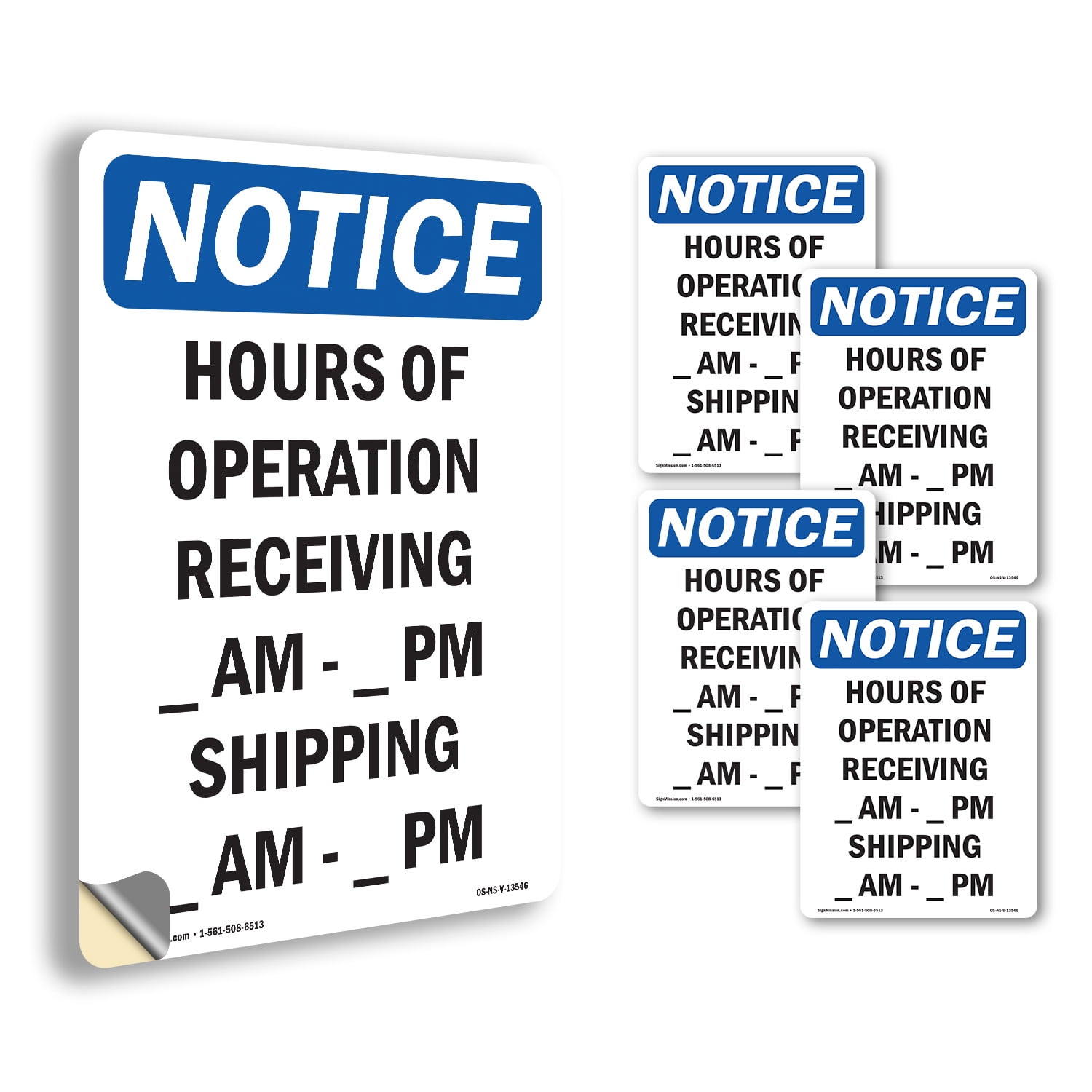 Hours Of Operation Receiving ____ OSHA Notice Vinyl Decal Label 10 Inch x 7 Inch - 5 Pack ...