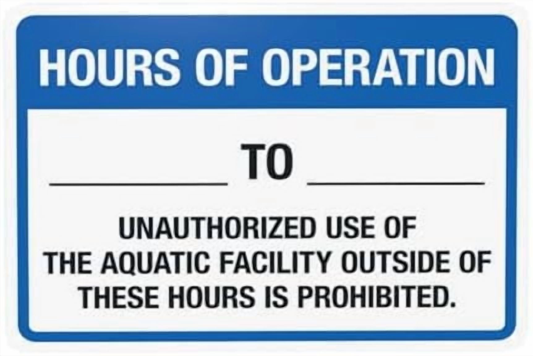 Hours Of Operation Warning Sign, Pool Rules Security Metal Signs for ...