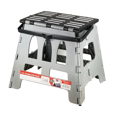 House 2 Home, Wide 12.5" Plastic 1 Step Folding Step Stool Black ...
