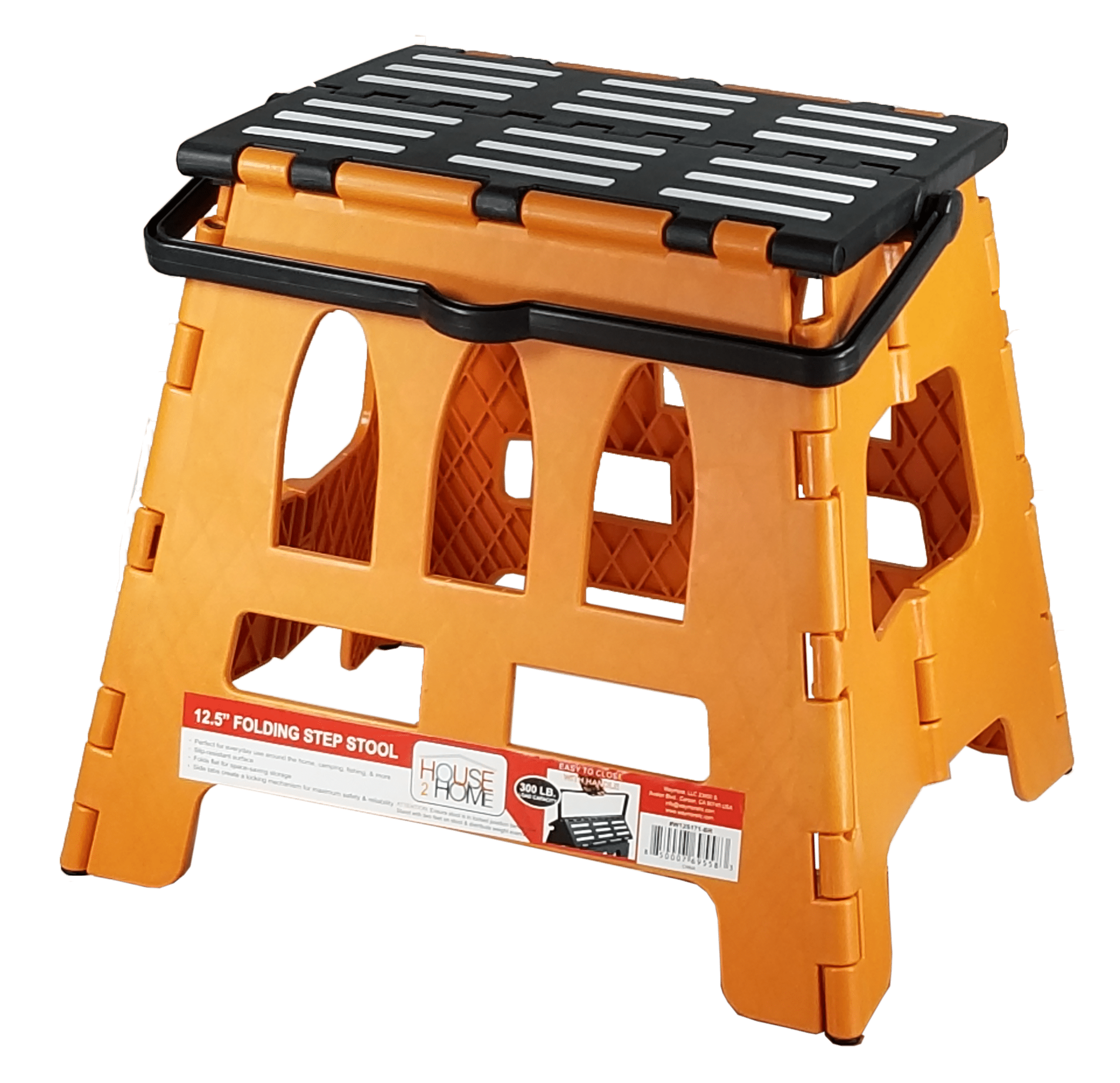 House 2 Home, 12.5" Plastic One Step Folding Step Stool with Grip ...