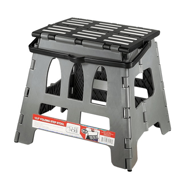 House 2 Home, 12.5" Plastic One Step Folding Step Stool with Grip ...