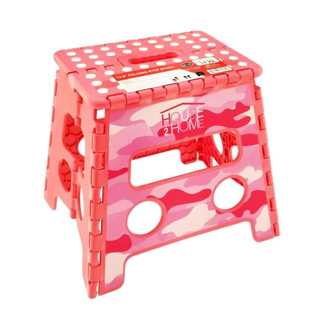 House 2 Home 12.5 in. Camo Step Stool with Printing & Dot Grip - Pink ...
