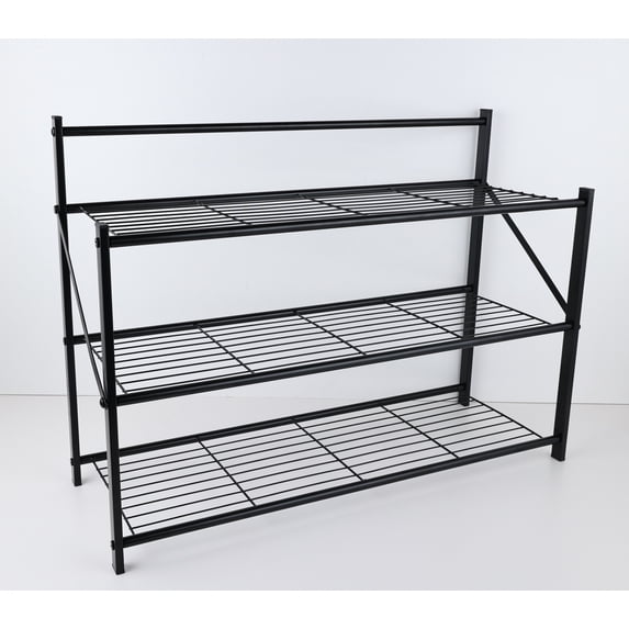 House 2 Home 27" Wide Foldable Metal Shelf / Shoe Rack, Powder Coated ...