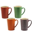 House 2 Home 4 Pc 16oz Multi-Color Ceramic Coffee Mug Set, IKAT Design ...