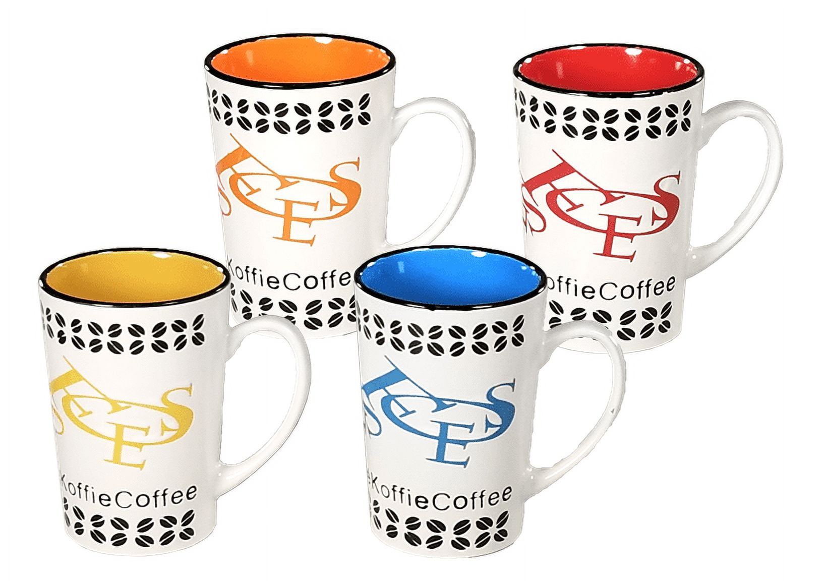 House 2 Home 4 Pc 17oz Multi-Color Ceramic Coffee Mug Set - Walmart.com