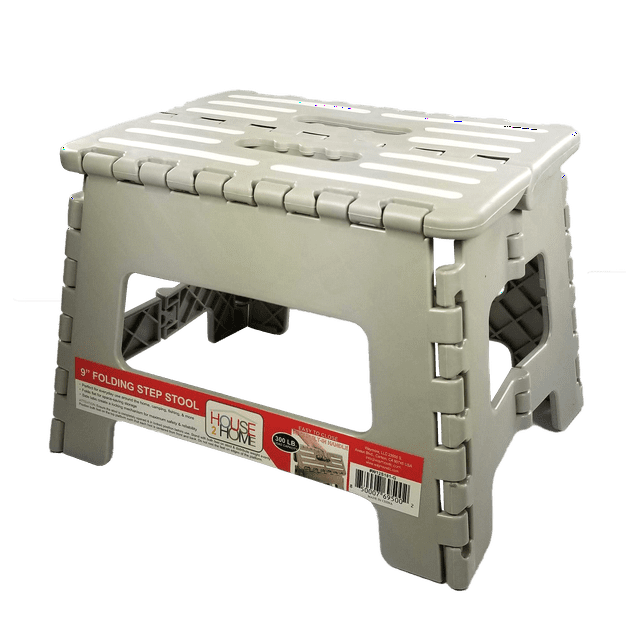 House 2 Home Compact 9" Plastic Folding Step Stool, Light Gray with ...