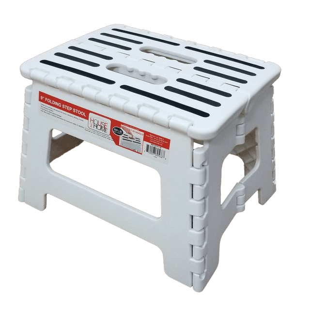 House 2 Home 9" Plastic 1 Step Folding Step Stool White with Black Grip ...