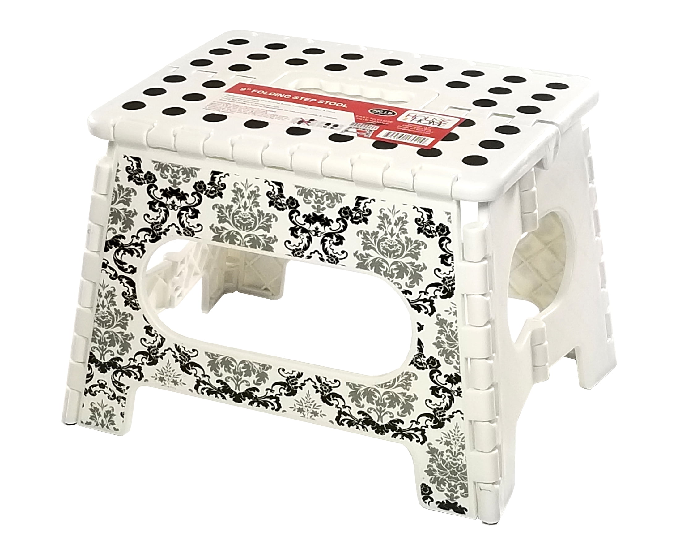 House 2 Home 9" Plastic Folding Step Stool with Decorated Panels ...