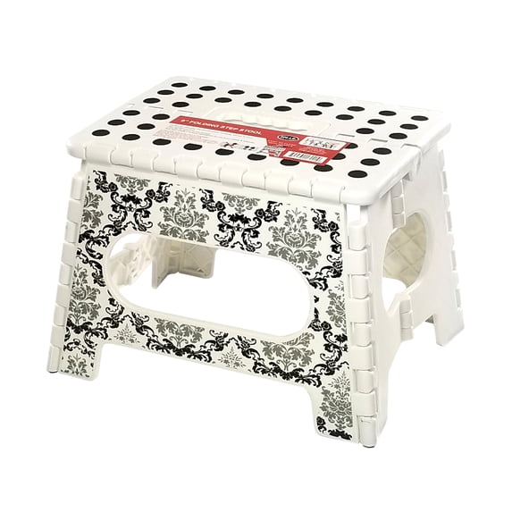 House 2 Home 9" Plastic Folding Step Stool with Decorated Panels ...
