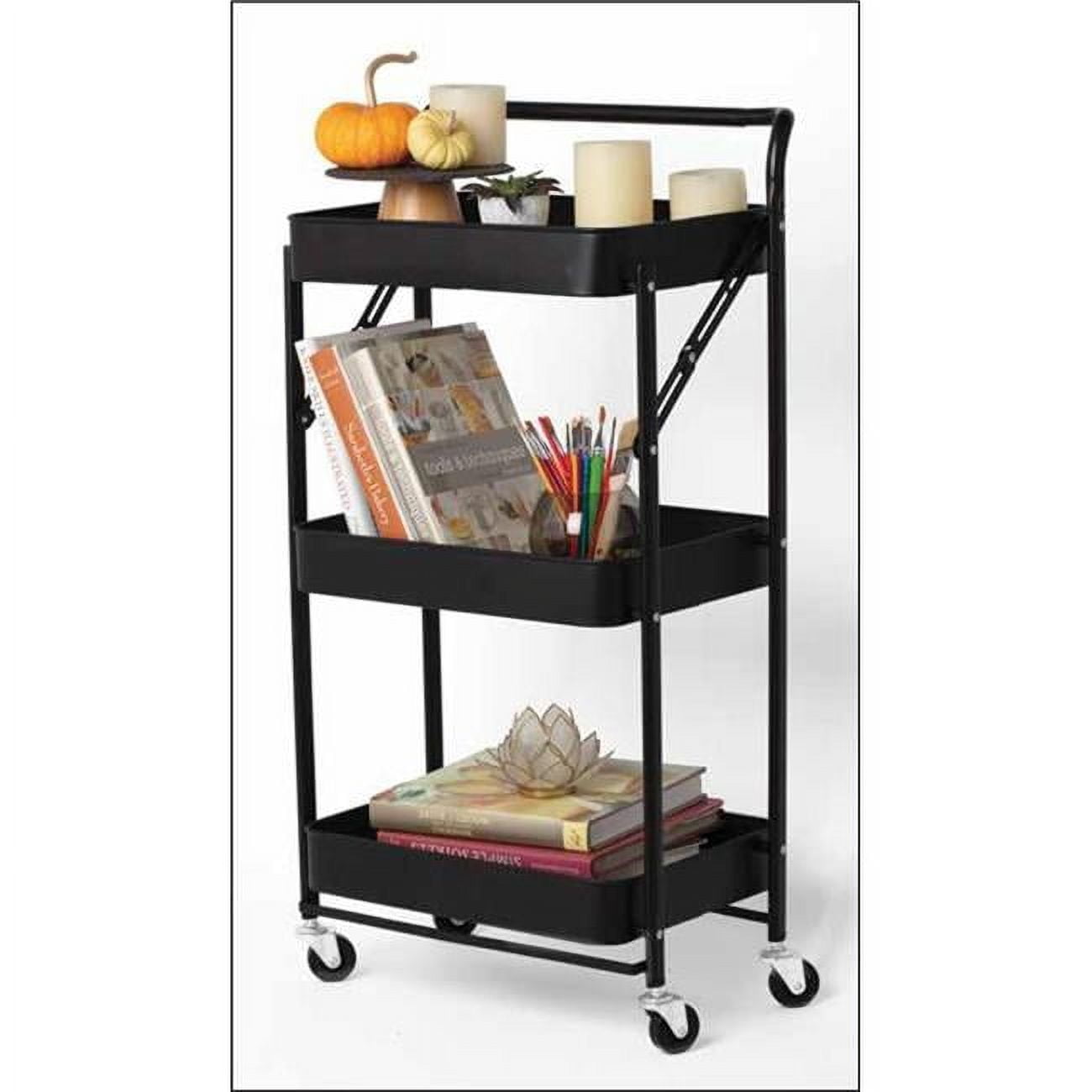 House 2 Home W11T203-B 18 x 12 x 38 in. Foldable Rolling Trolley, Black ...