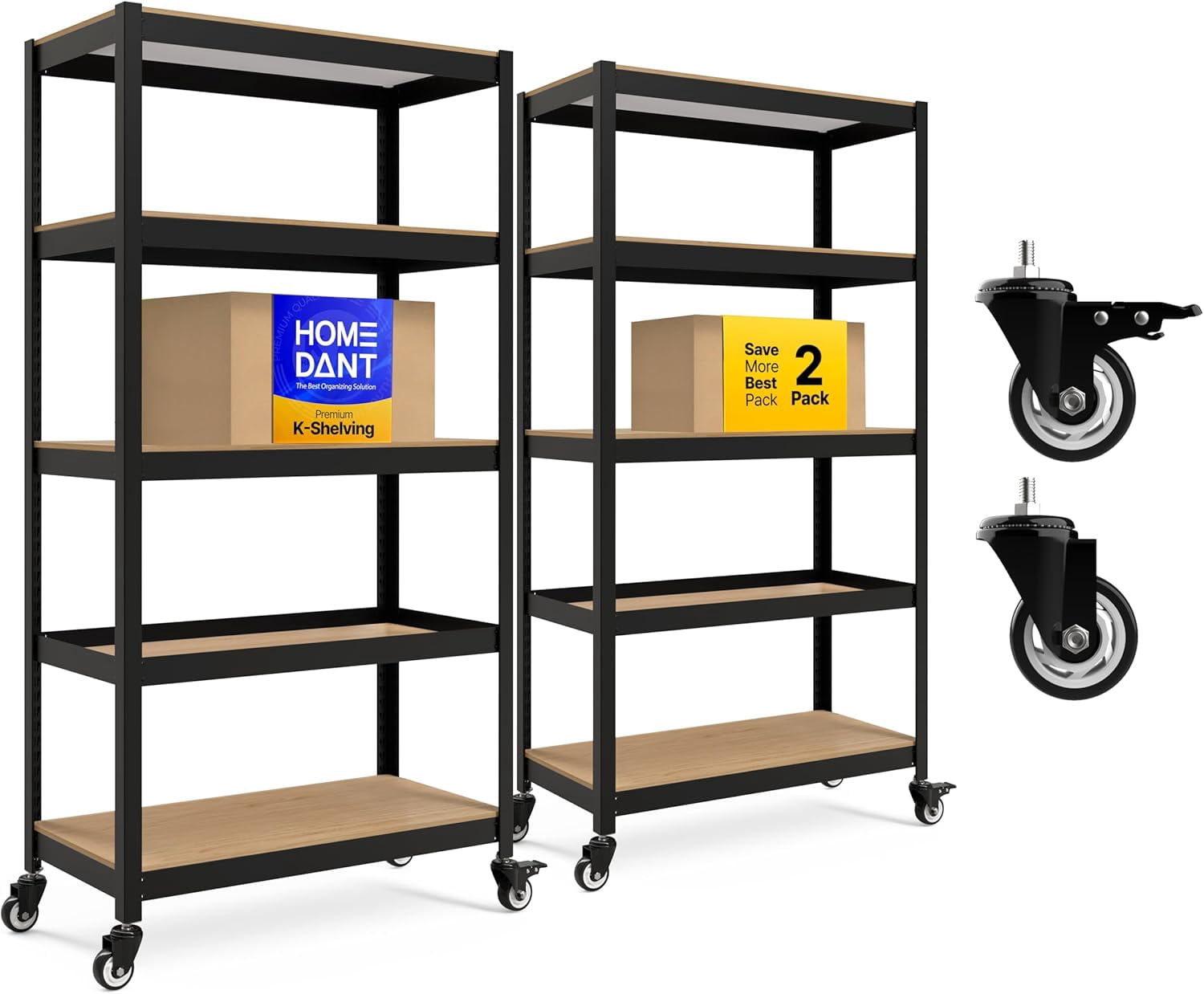 House 5-Tier Metal Rolling Cart Shelf Rack Casters Heavy Duty Laminated ...