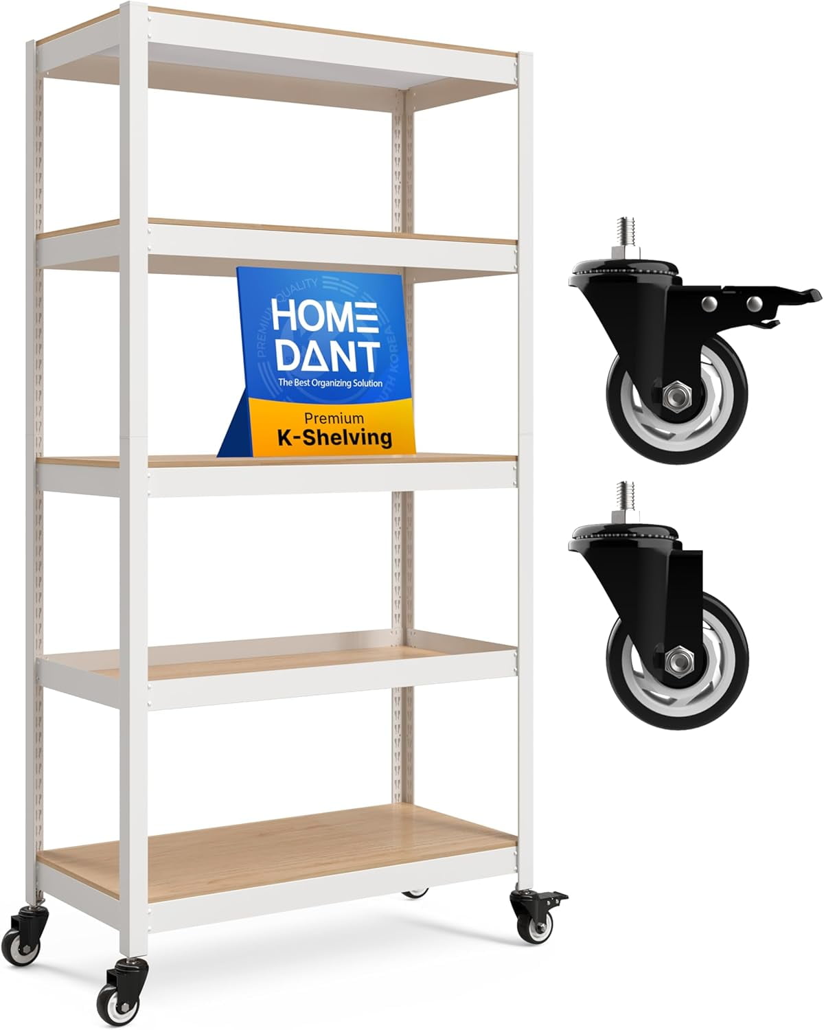 House 5-Tier Metal Rolling Cart Shelf Rack Casters Heavy Duty Laminated ...
