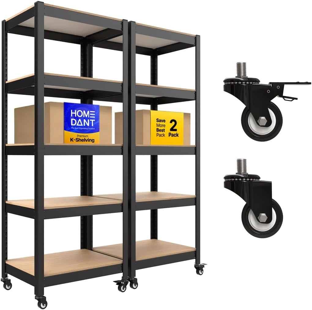 House 5-Tier Metal Rolling Cart Shelf Rack Casters Heavy Duty Laminated ...