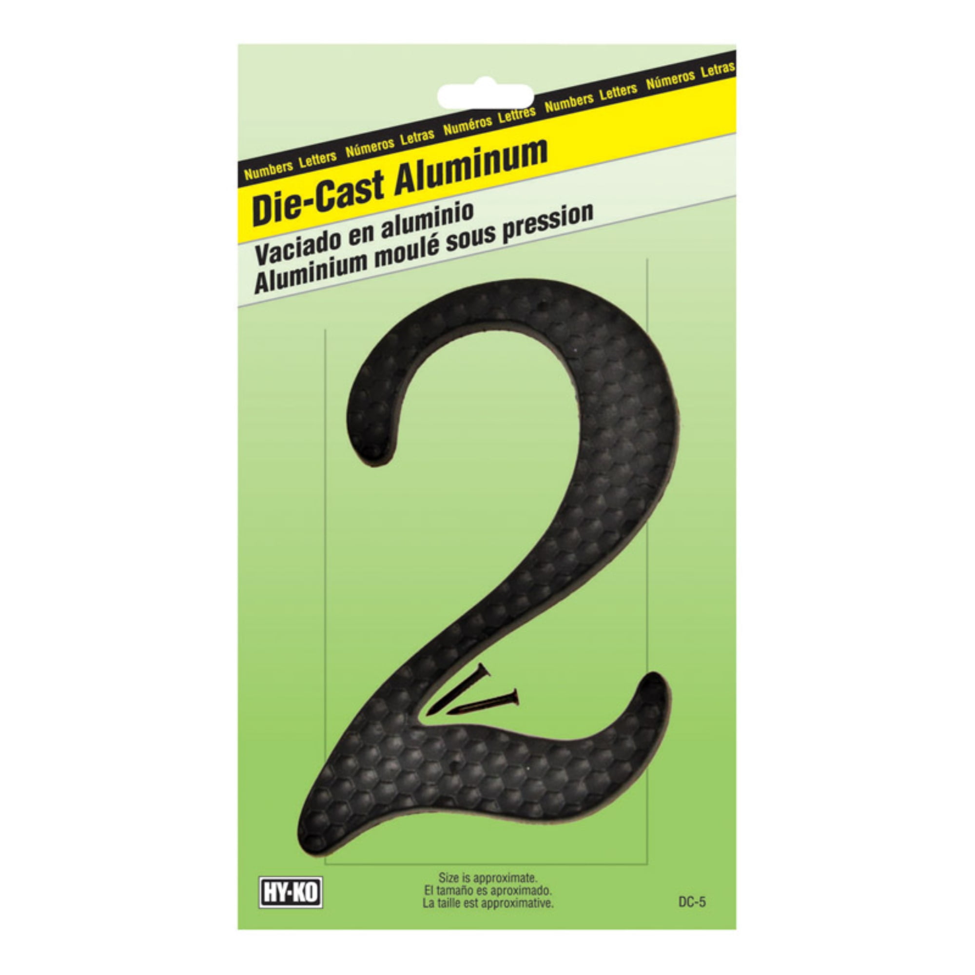 House Address Number "2", Black Die-Cast Aluminum, 4.5-In. - Walmart.com