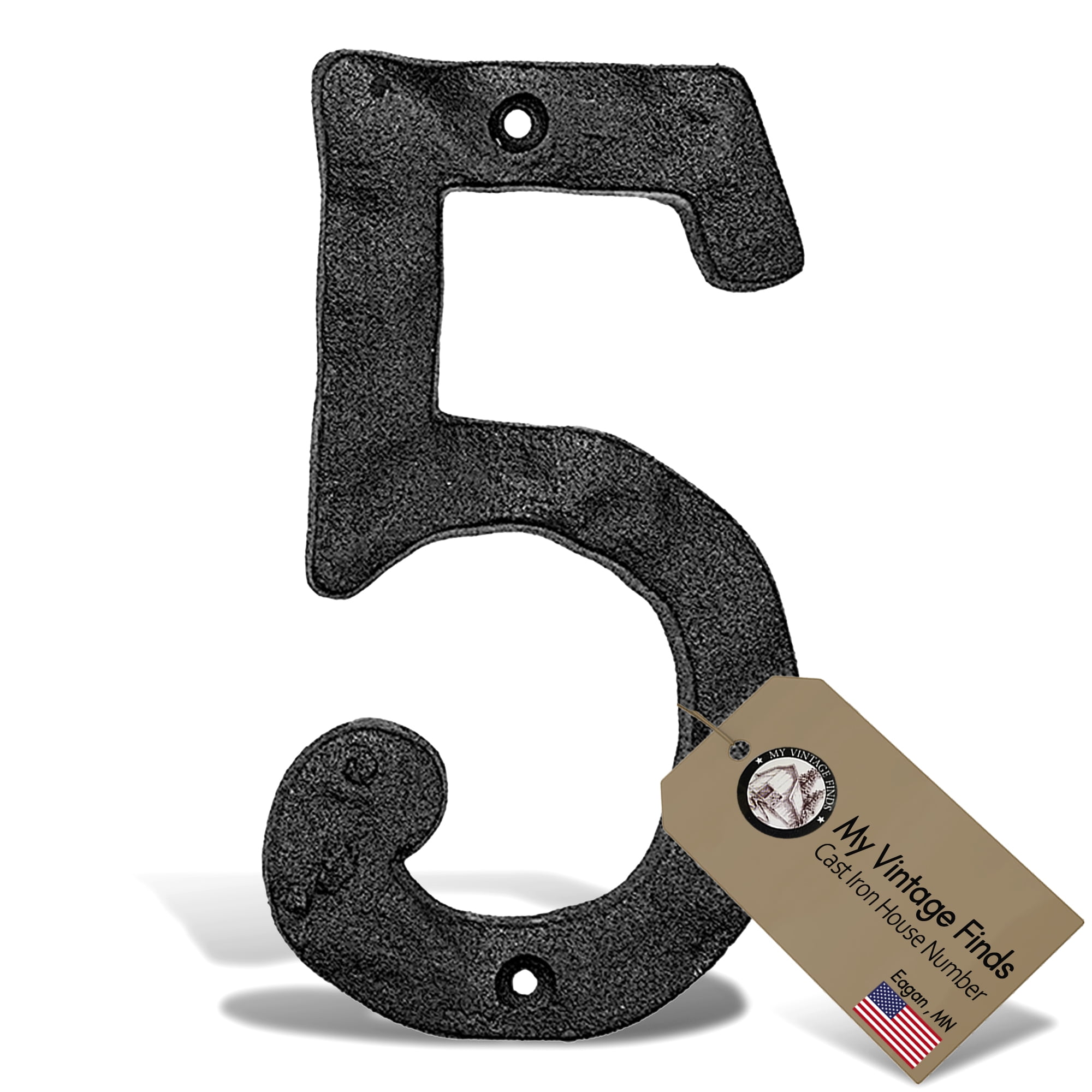 MY VINTAGE FINDS 5.5 Inch Metal Black House Number 5 - Walmart.com
