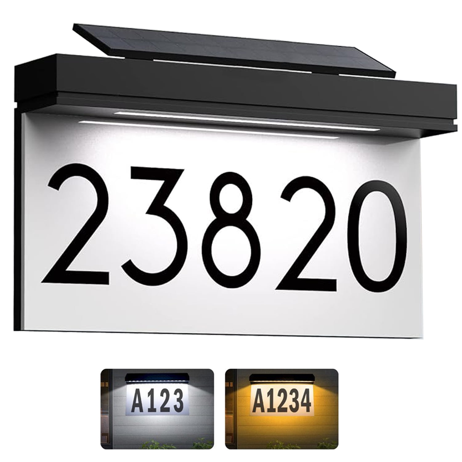 House Address Sign Plaque Solar Light up Wall Mounted Solar Address ...