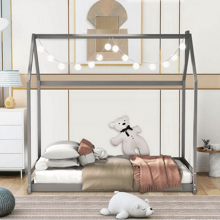 House Bed Twin, Solid Wood House Bed for Kids, Toddler Tent Bed Frame ...