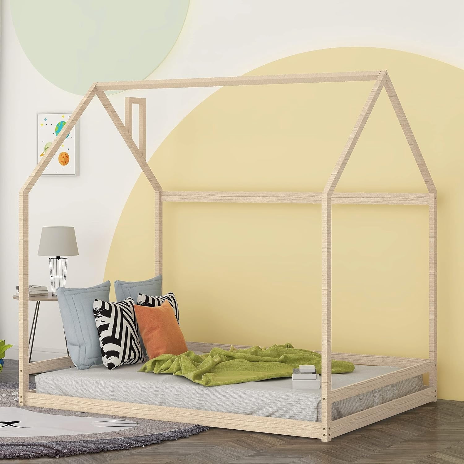 House Bed for Kids, Bed with Roof, Wooden Bed Frame for Kids, Toddlers ...