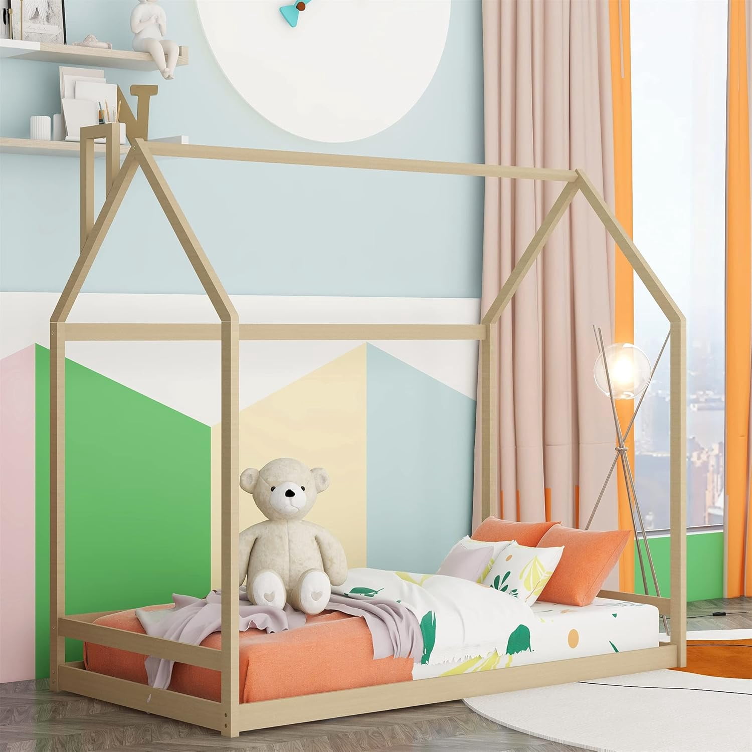 House Bed for Kids, Bed with Roof, Wooden Bed Frame for Kids, Toddlers ...