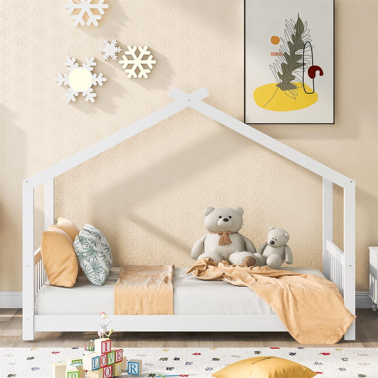 House Bed for Kids, House Bed Frame with Headboard and Footboard ...