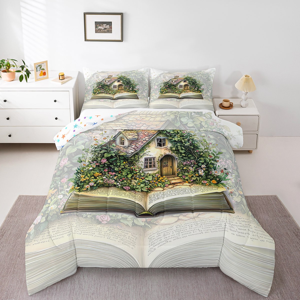 House Book Comforter Set Twin Size,Fantasy Fairy Tale Vintage Magical ...