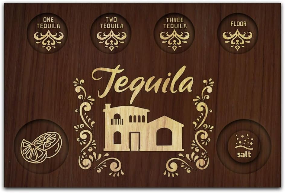 House Botanical Tequila Shot Glasses Serving Tray Wooden Glass Holder ...