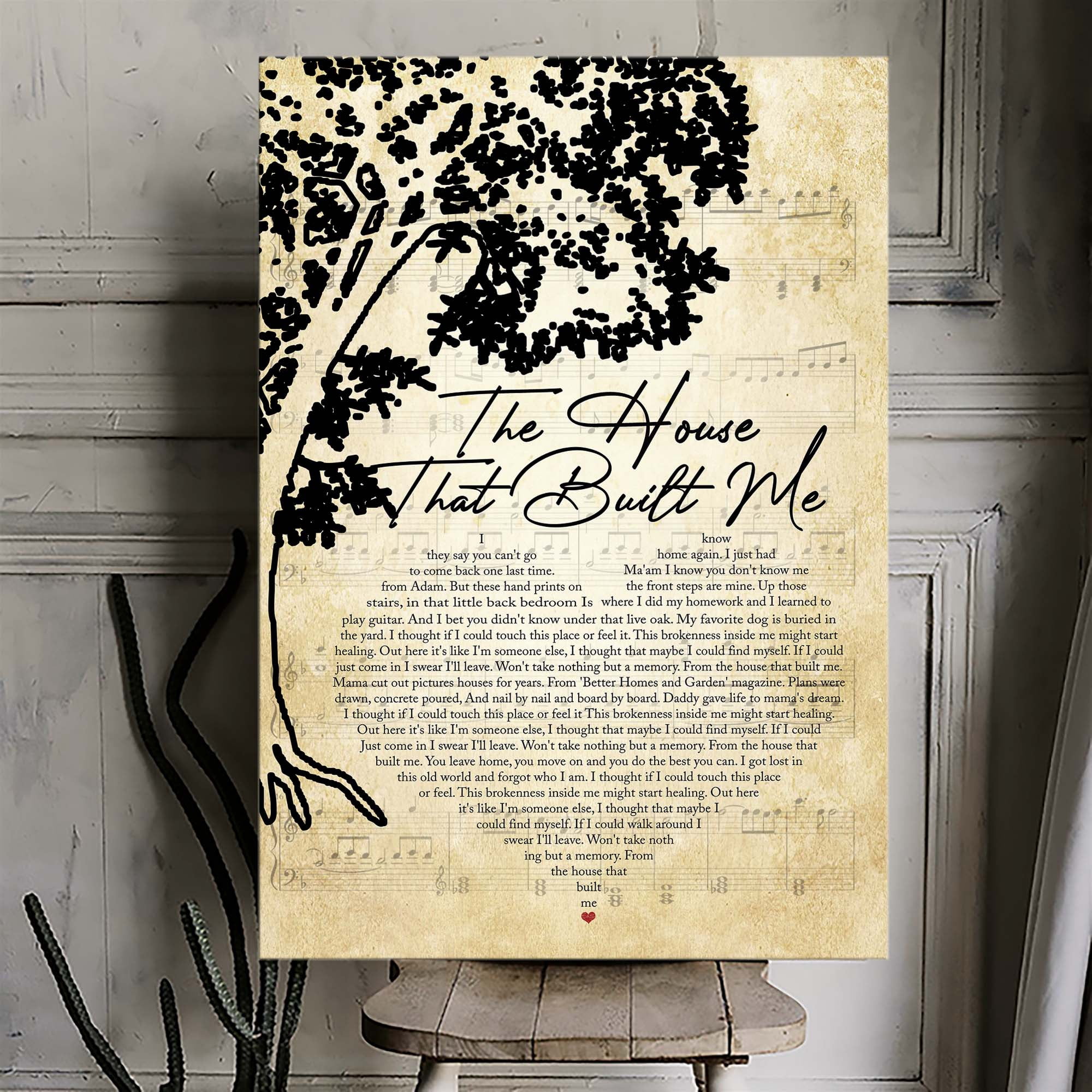 The House That Built Me Canvas Wall Art – Sentimental Song Lyric Print ...