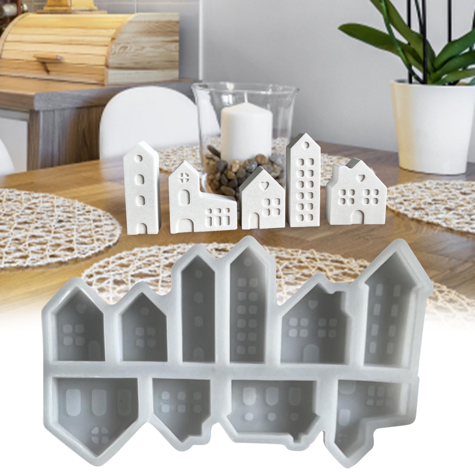 House Candle Mold, 10 Mini House Mould, 3D Silicone House Molds, House ...