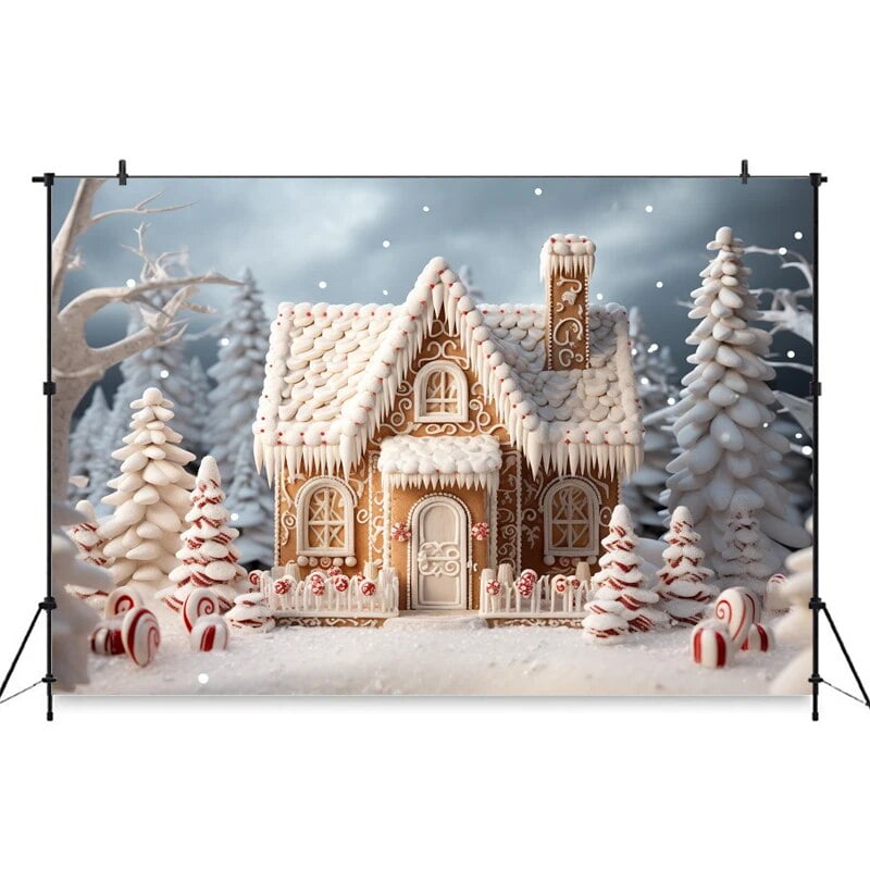 House Christmas Background Photography Sweets Home White Snow Props ...
