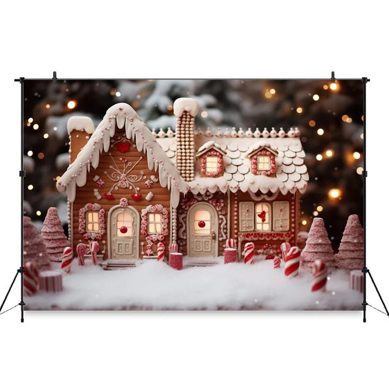 House Christmas Background Photography Sweets Home White Snow Props ...