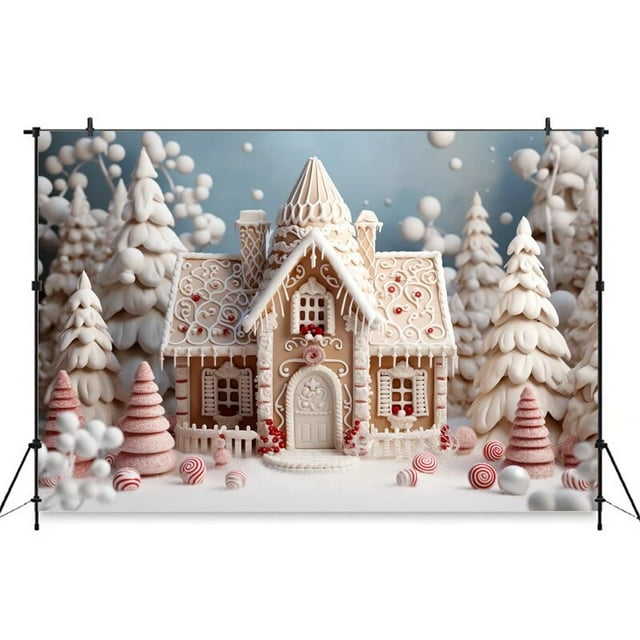 House Christmas Background Photography Sweets Home White Snow Props ...