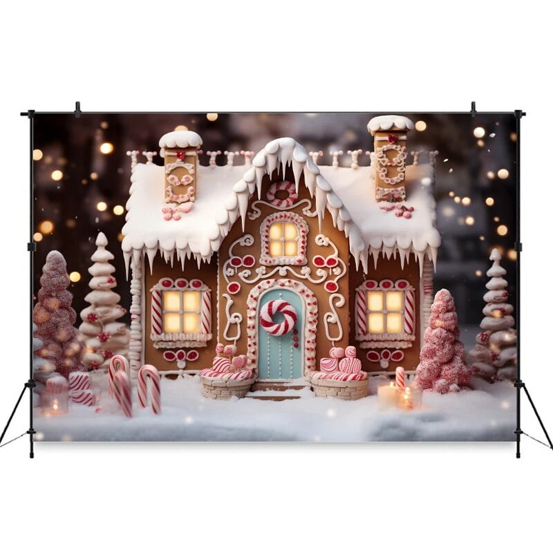 House Christmas Background Photography Sweets Home White Snow Props ...