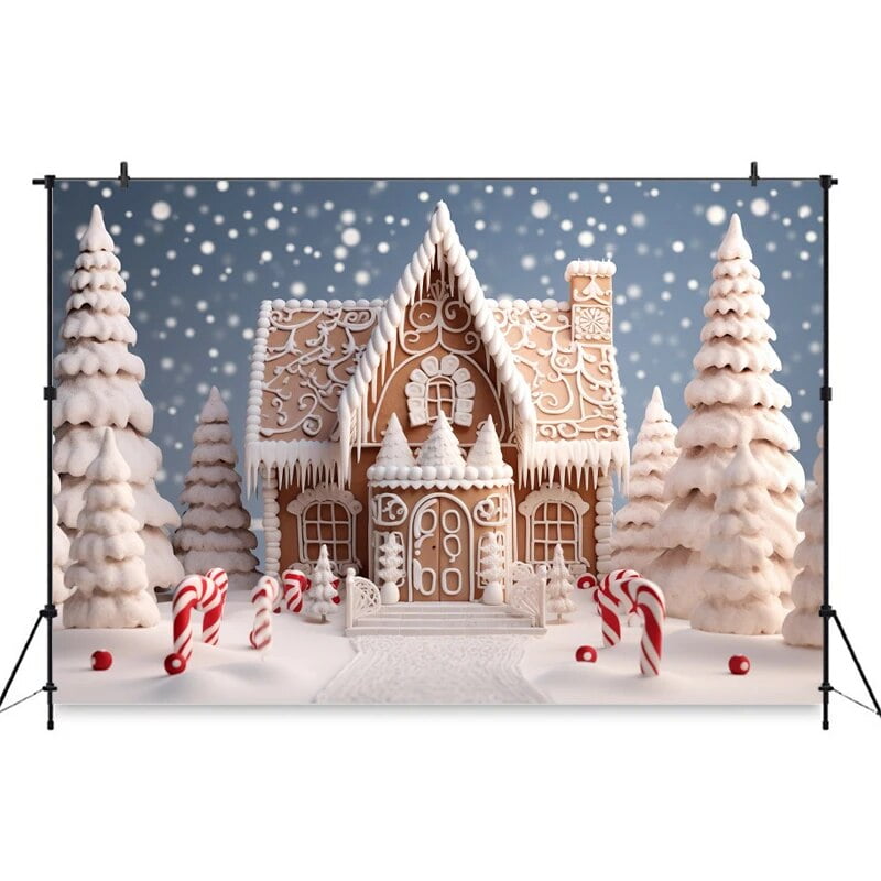 House Christmas Background Photography Sweets Home White Snow Props ...